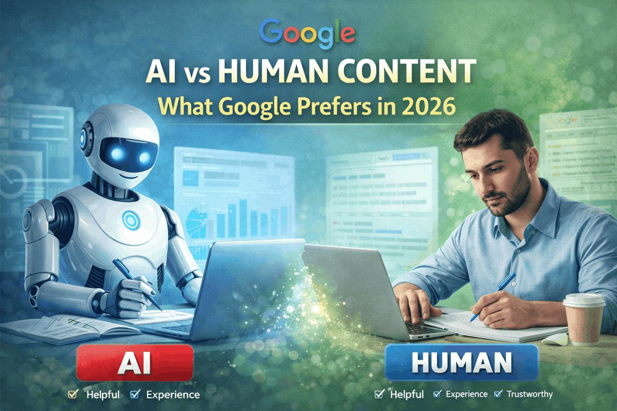 AI vs Human Content: What Google Prefers in 2026 – Wild Oak India