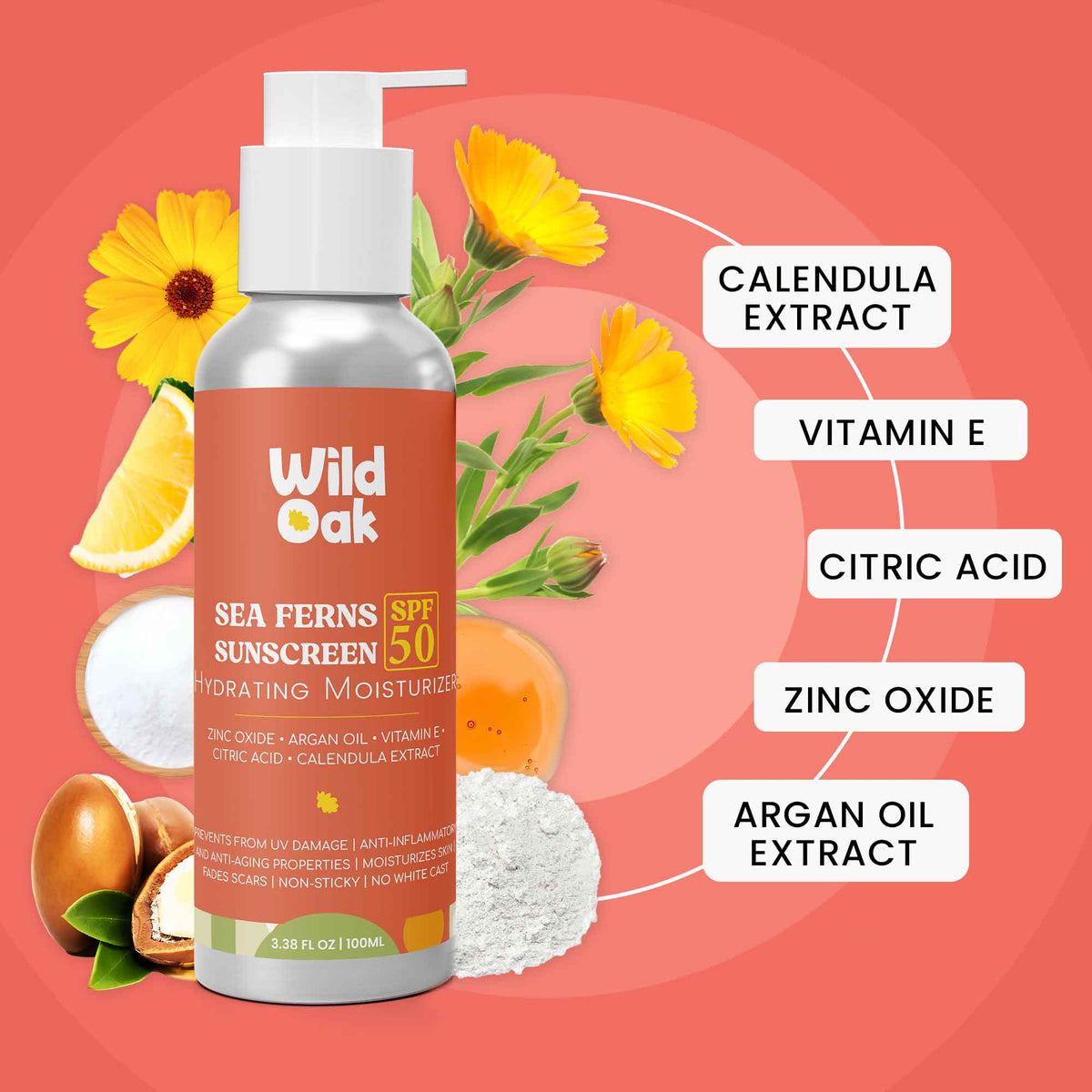 Sea Fern Vitamin E Sunscreen + Moisturizer (Spf 50 Pa+++) – Wild Oak India